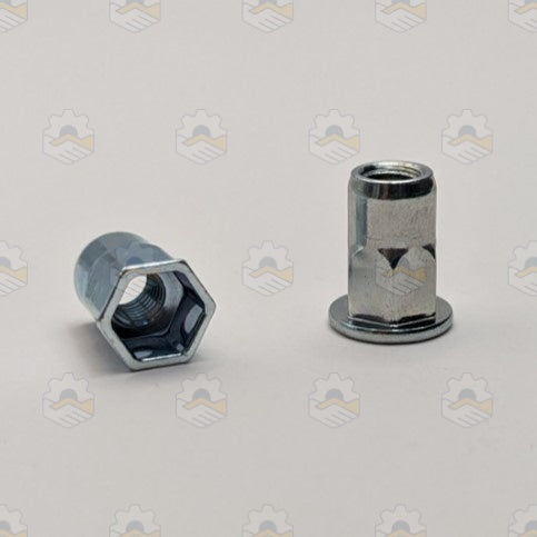 RIVET NUT WITH HALF HEXAGONAL SHAFT, OPEN END, SMALL FLANGE – PS Components